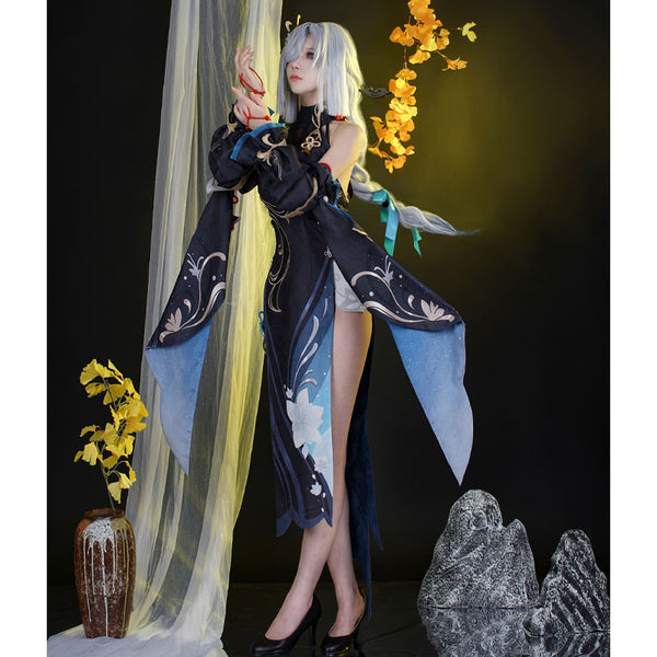 Buy Genshin Impact Frostflower Dew Shenhe Cosplay Costumes – Cosplay Clans