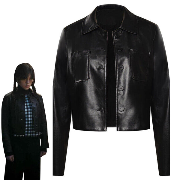 The Addams Family Wednesday Addams Leather Jacket Cosplay Costumes For ...